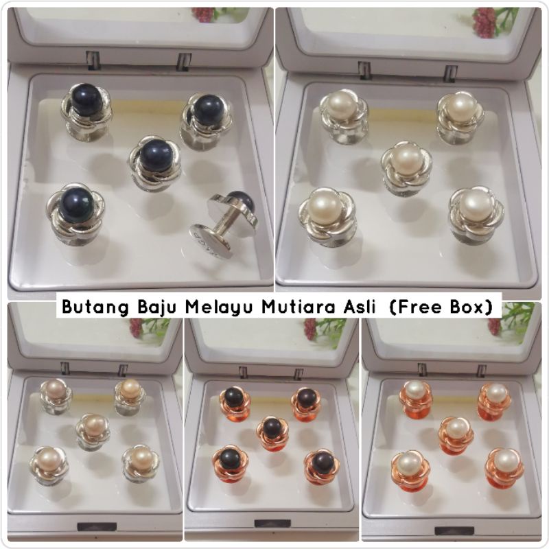 (FREE BOX) Butang Baju Melayu Mutiara Asli Sabah Freshwater Pearl ...