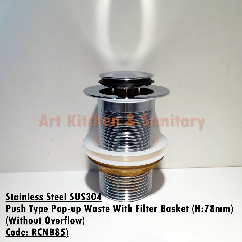 Push Type Pop-up Waste With Filter Basket (H:78mm) (Without Overflow ...
