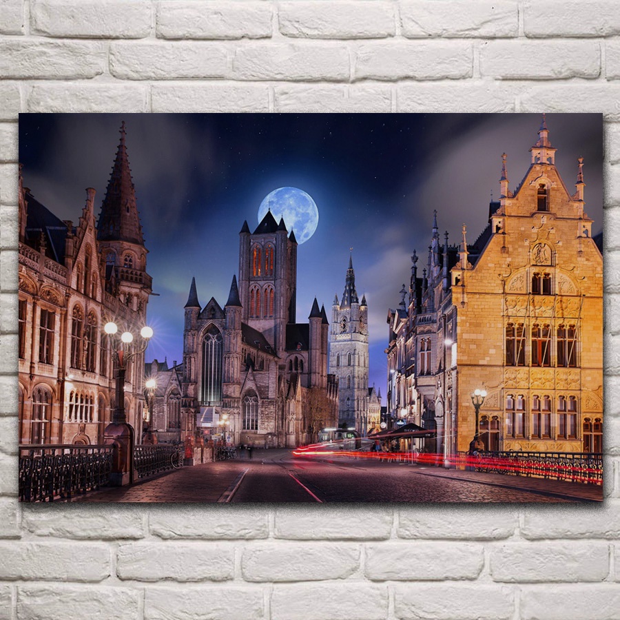 City Landscape, Wall Night View Poster, Home Living Room Decoration ...