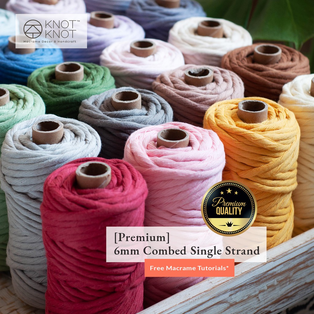 [Premium] Macrame 6mm Soft Single Strand Cotton Cord (45m) Rope DIY ...