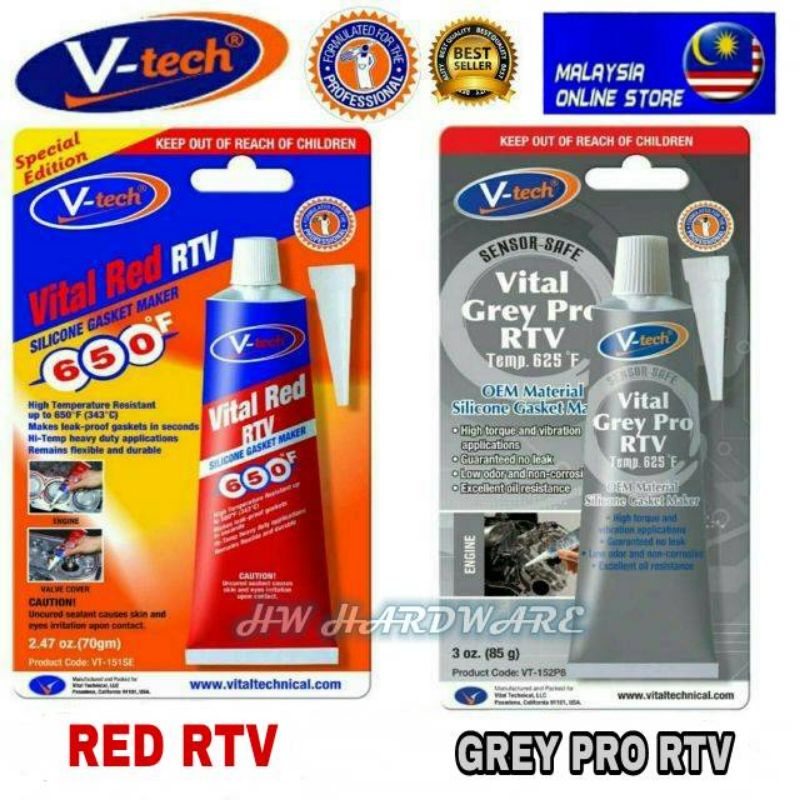 V-TECH Vital Red RTV / Vital Pro RTV Silicone Gasket Maker - 85G (VT-151 / VT-152 ) | Shopee ...