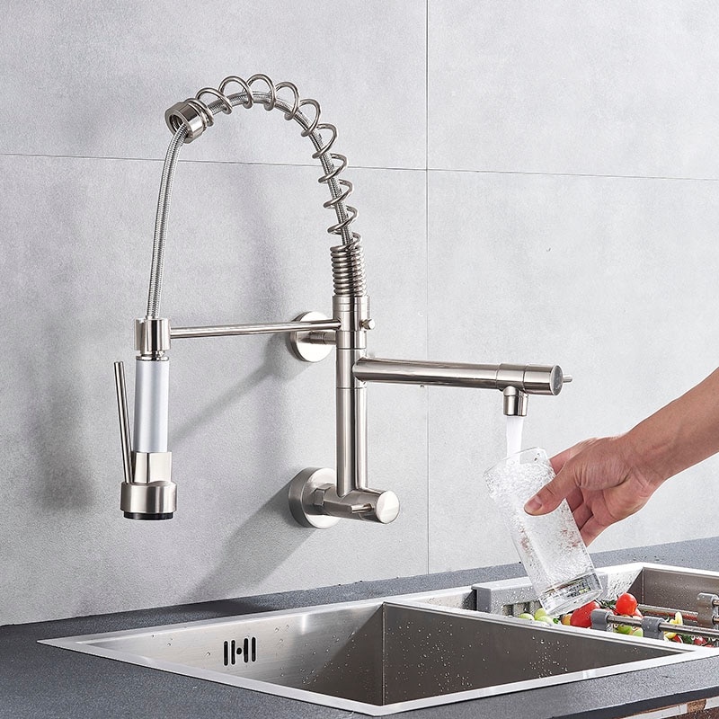 Double Output Tap Copper Hose Flexible Shower Wall Pillar Water Tap ...