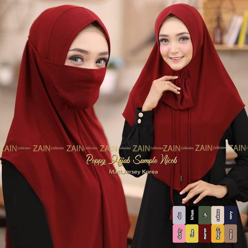 Malika Hijab SAFETY MASK NIQAB POPPY ANTI CORONA / Instant Hijab ...
