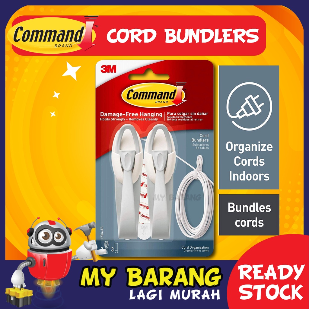 3M Command 17304 Cord Bundler Wire Organize Cable Line Organizer ...