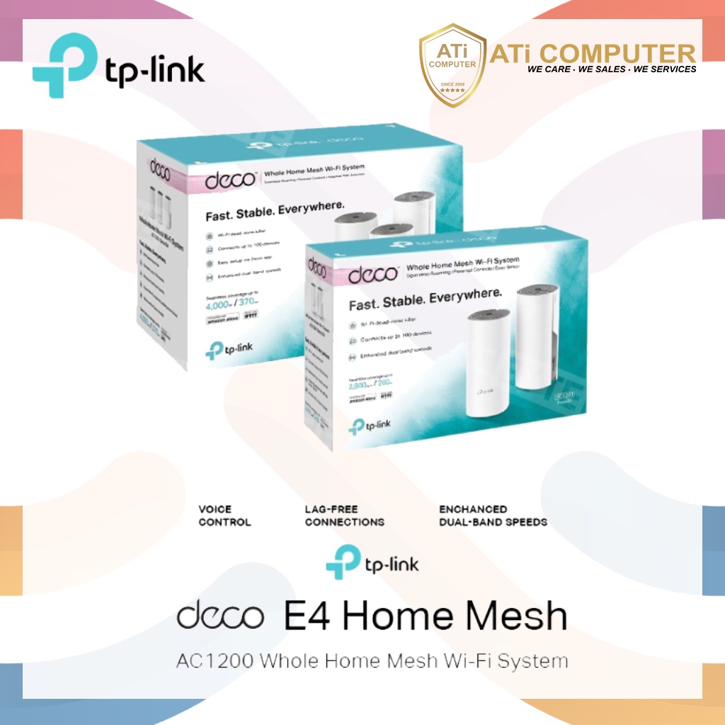 TP-Link Deco E4 AC1200 Whole Home Mesh Wi-Fi System (2 Pack/3 Pack ...