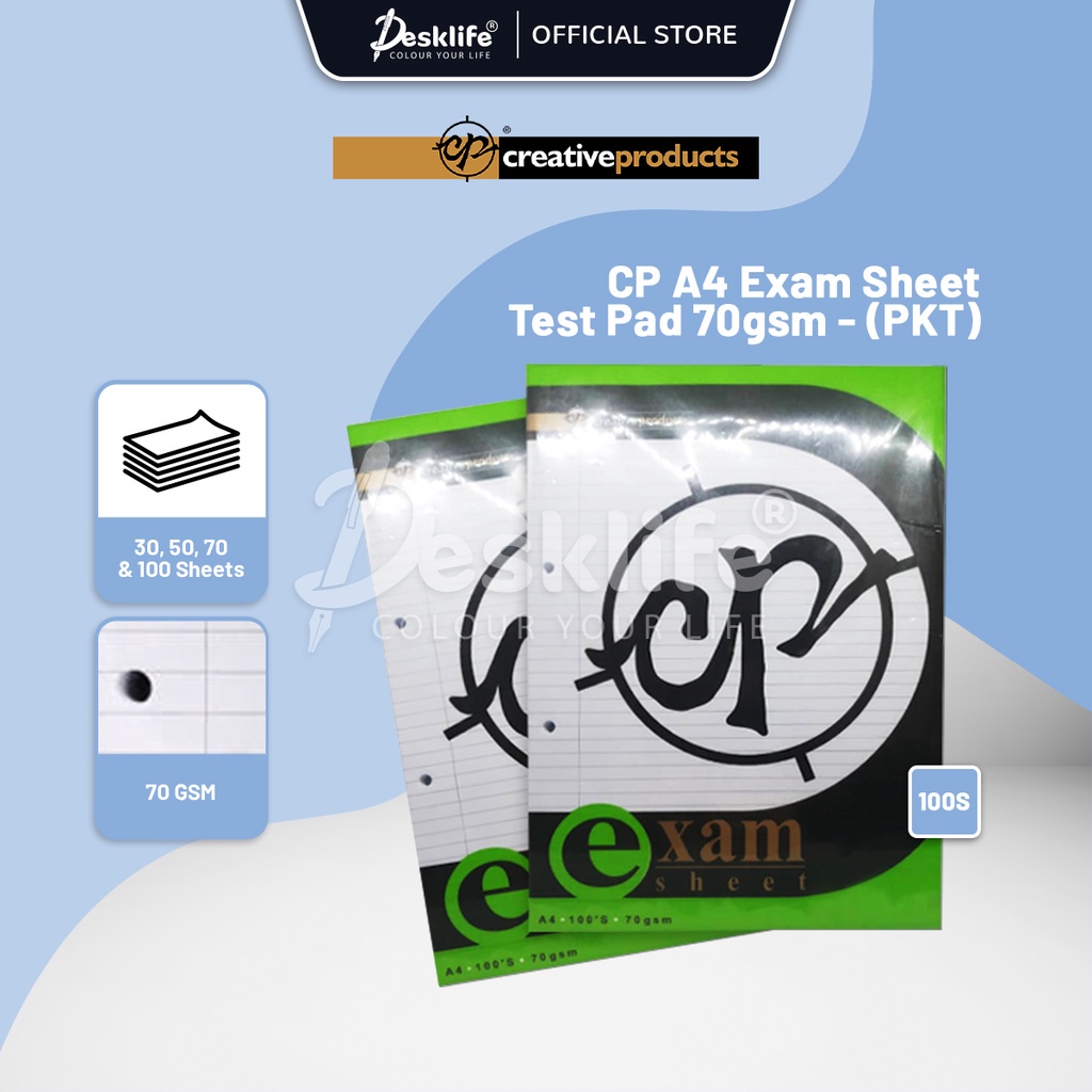Desklife CP A4 Exam Sheet Test Pad 70gsm 30s 50s 70s 100s(PKT) Foolscap ...