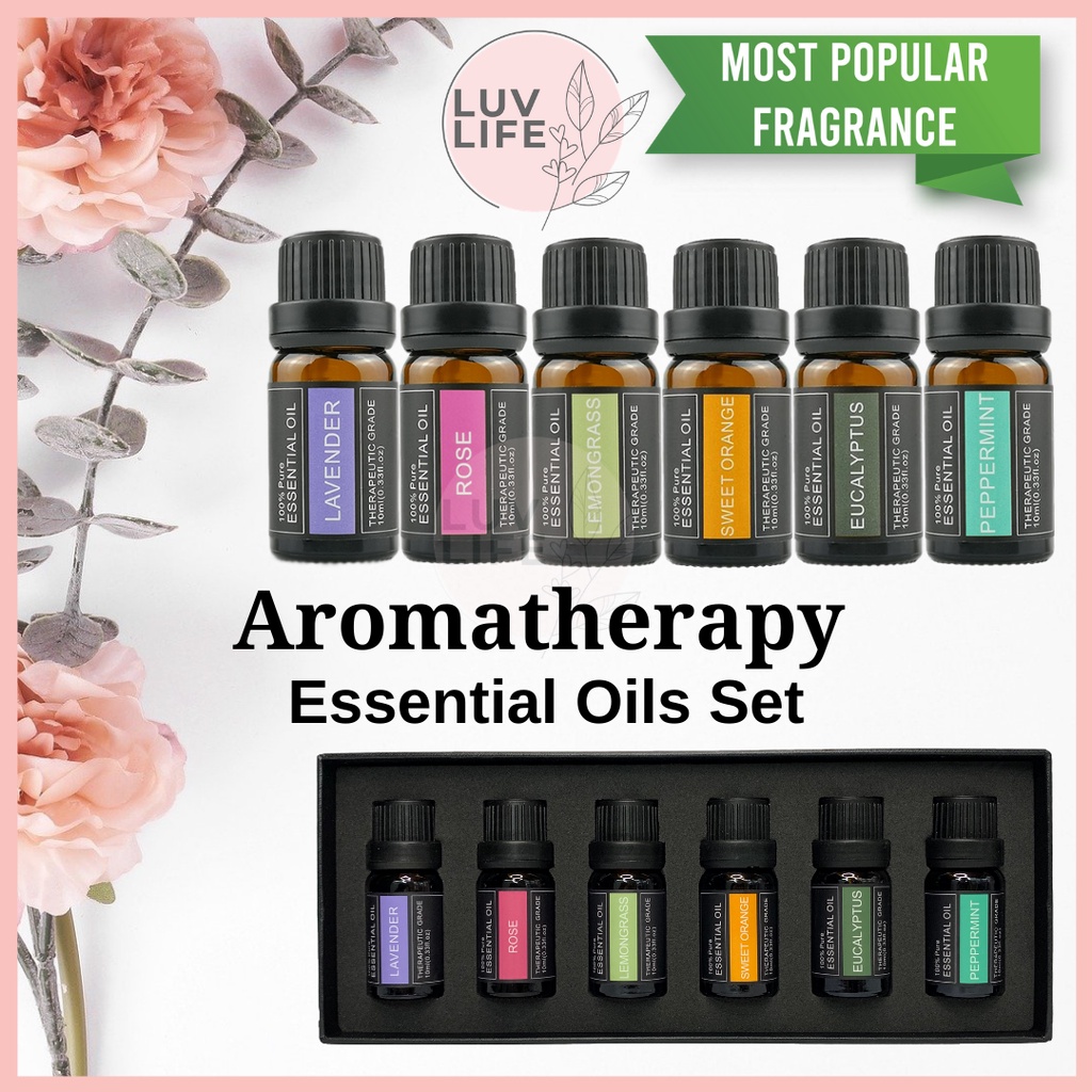 LUV LIFE Pure and Natural Essential Oil Gift Set 10 ml (3 PCS or 6 PCS ...