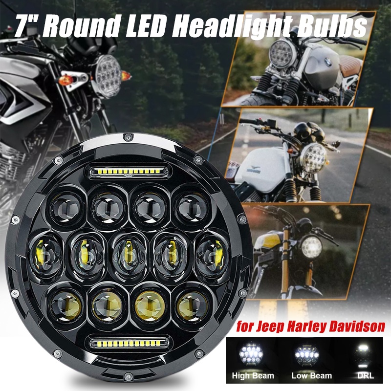 7” Inch 75W Motorcycle LED Headlight Round LED Headlight for Yamaha ...