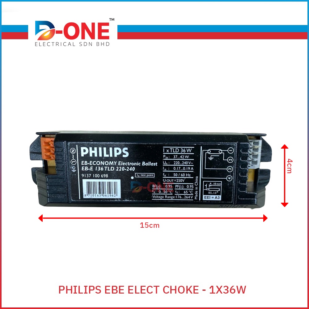 PHILIPS ELECTRONIC BALLAST FOR FLUORESCENT T8 TUBE - 1X36W / 2X36W ...