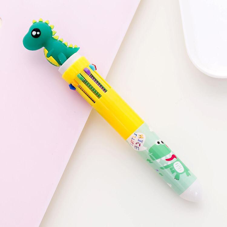 Cute Dinosaur 10 colour Ballpoint Pen Multi- colour pen Office School ...