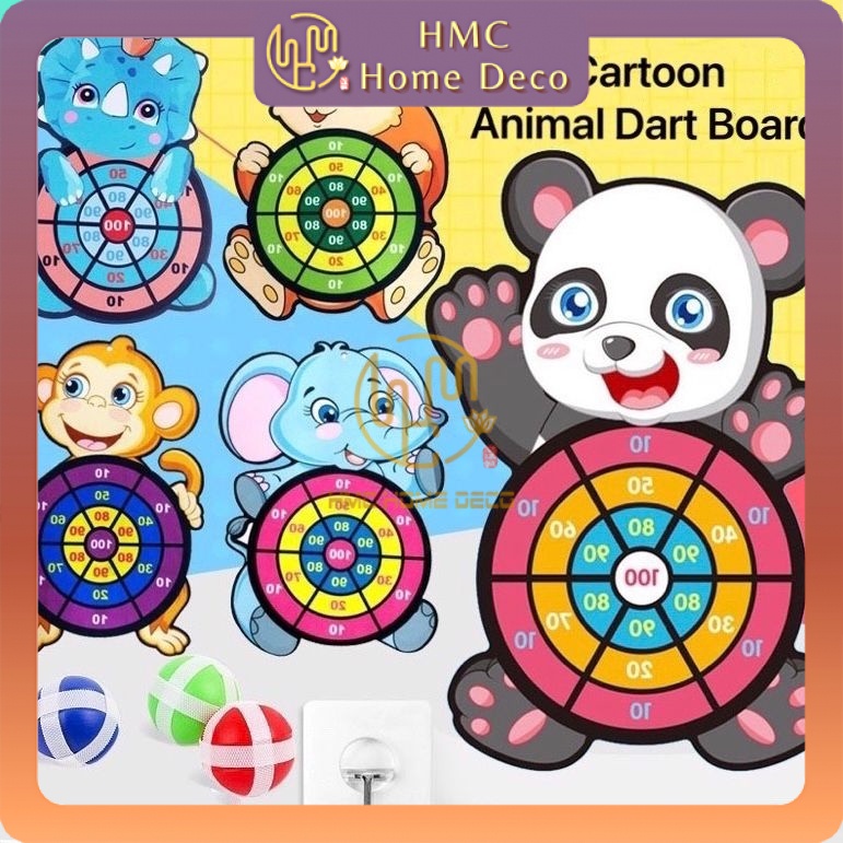 HMC Children's Dart Ball Game Toys Fabric Sticky Animals Dart Board ...