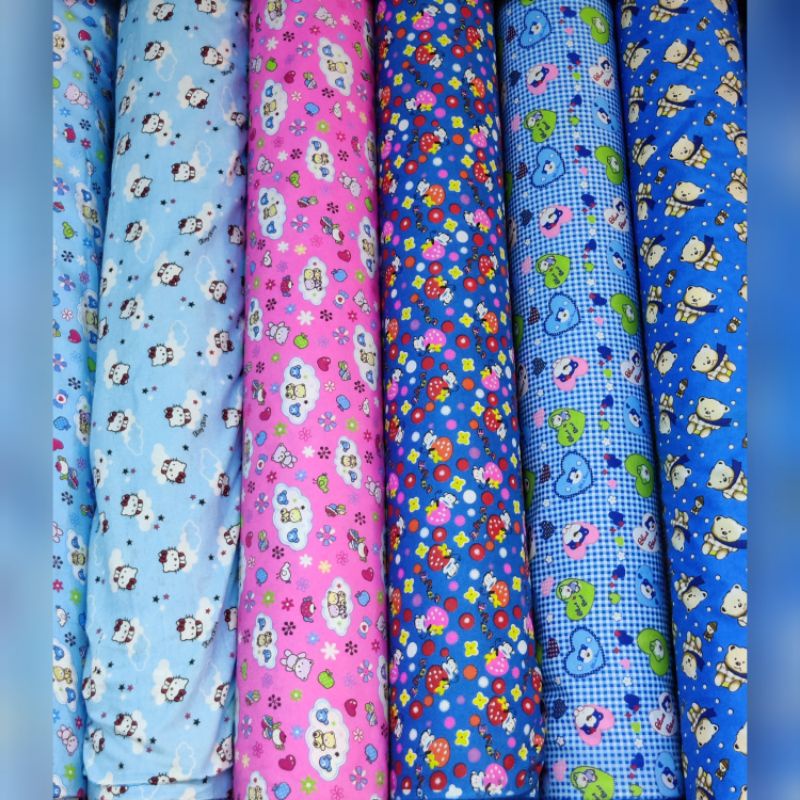 KAIN KAPAS BUNGA/KARTUN COTTON FLANNEL FLORAL/CARTOON(METER) | Shopee ...