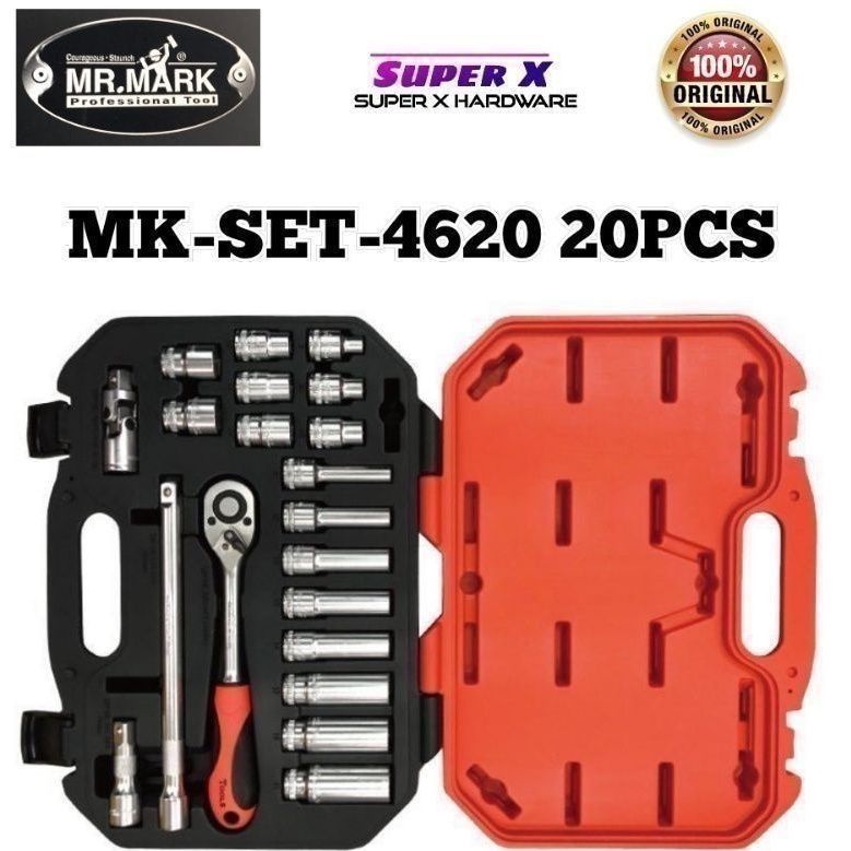 Mr.Mark MK-SET-4620 20 PCS SOCKET TOOLS BOX SET#Combination Socket ...
