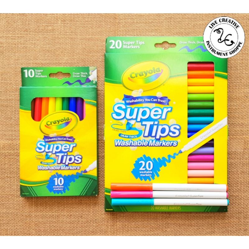 CRAYOLA SUPERTIPS ﻿ Washable Markers - Thin/Thick Nib (Set of 10 / Set ...