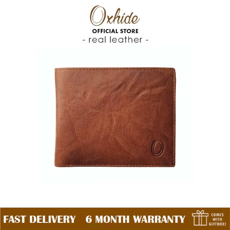 Oxhide 100% Real Full Grain Leather Men Wallet Original - Brown/Black ...