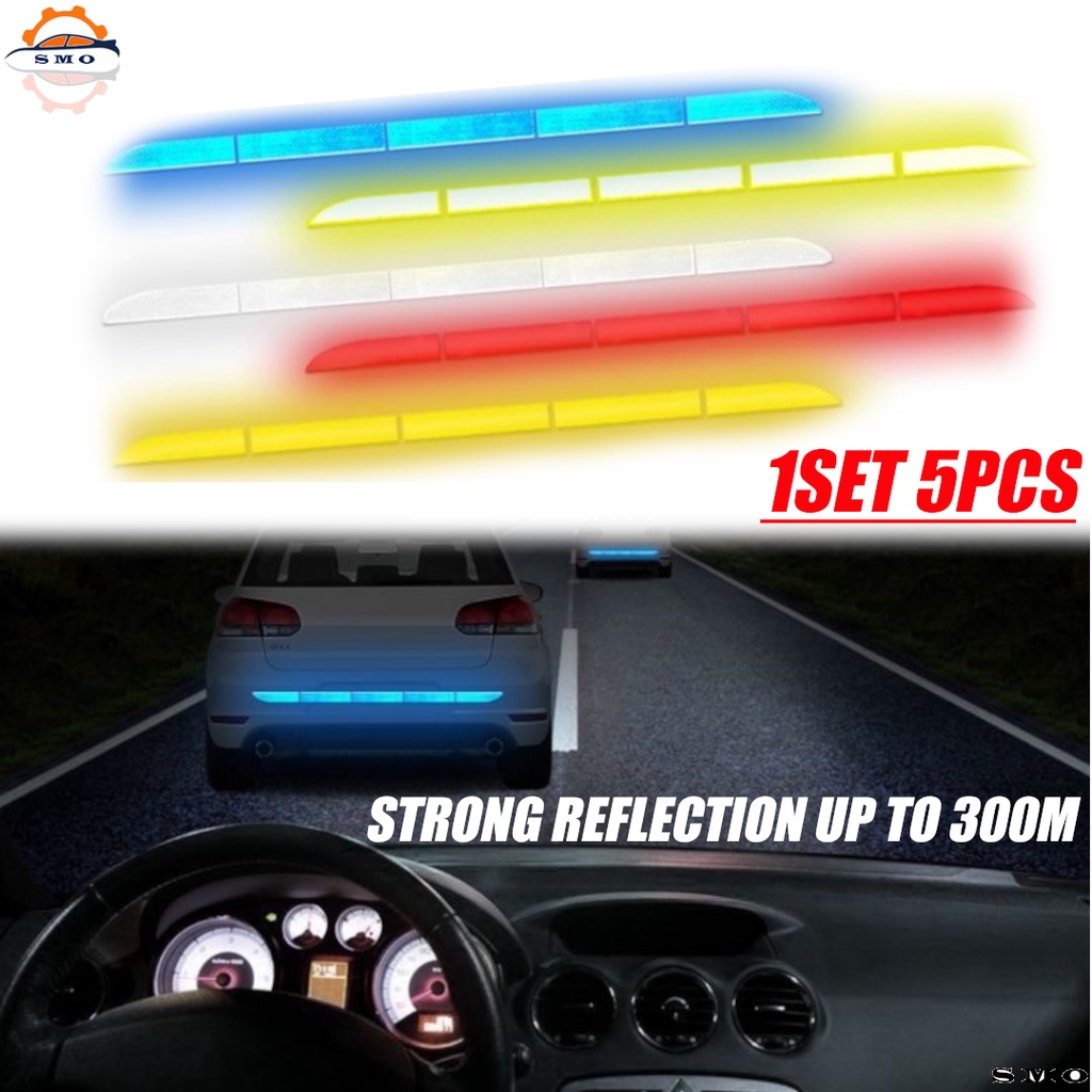 5pcs/set Car Rear Bumper Boot Trunk Night Drive Safety Reflective ...