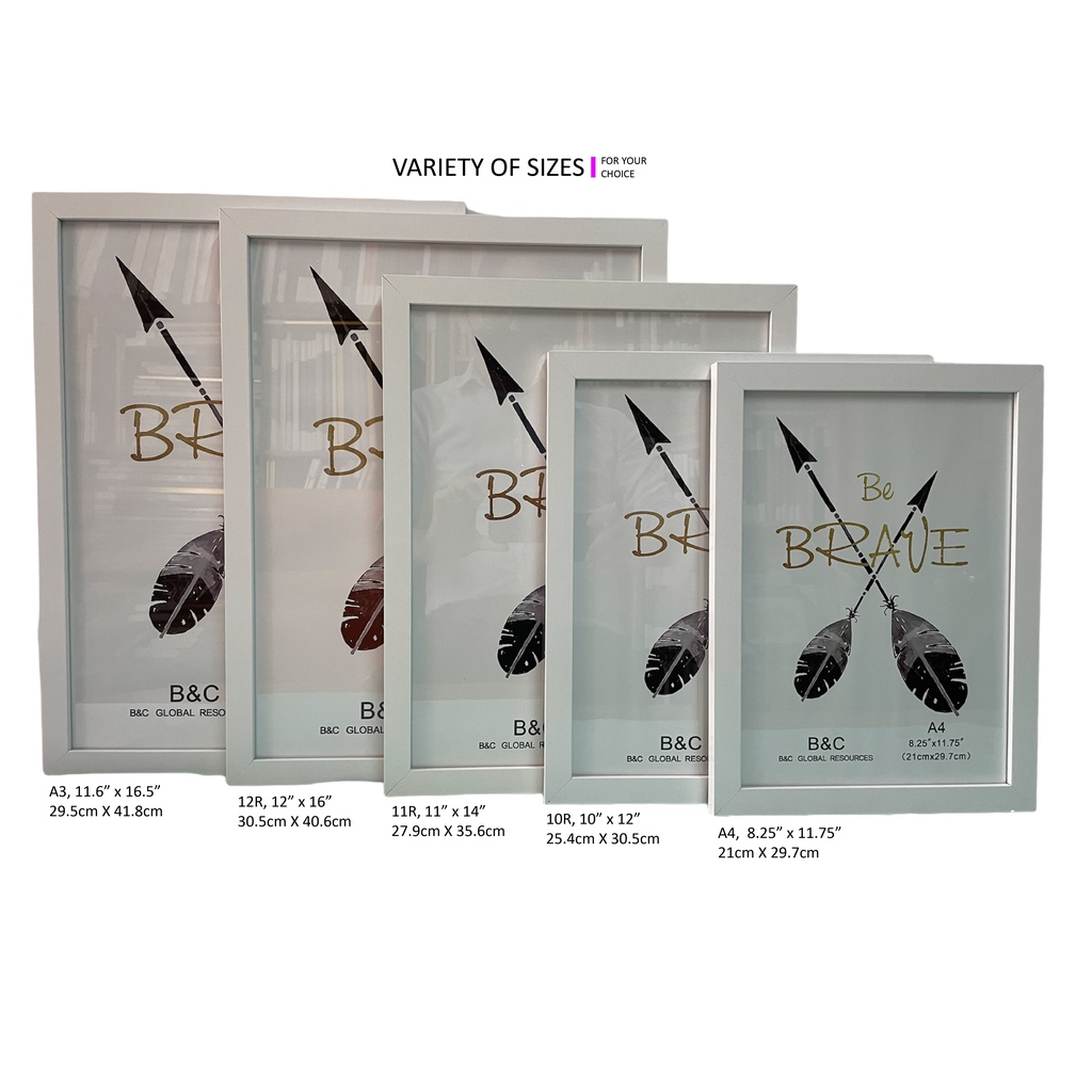 Photo Frame Size A4 / 10R / 11R / 12R / A3 - WHITE / BROWN / BLACK - (1pc) | Shopee Malaysia