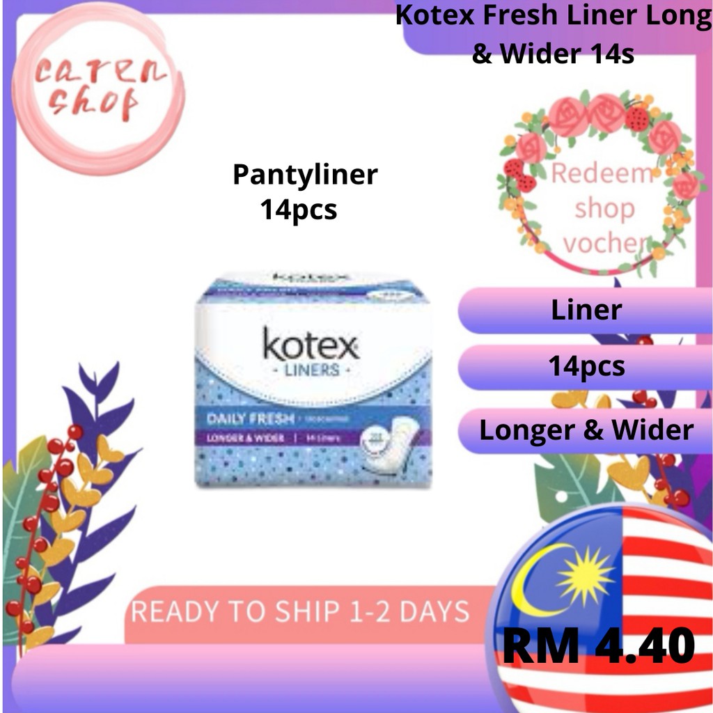 Kotex Fresh Liner Long & Wider 14s | Shopee Malaysia