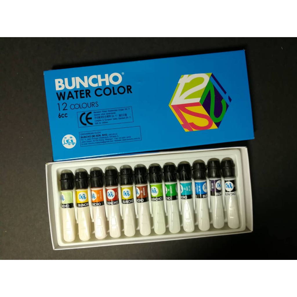 Buncho Water Color 12colours 6cc (Price For 1 Box) | Shopee Malaysia