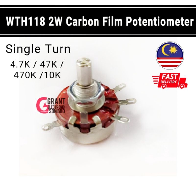 WTH118 2W Single Turn Carbon Film Potentiometer WH118 470ohm 4.7K 10K ...
