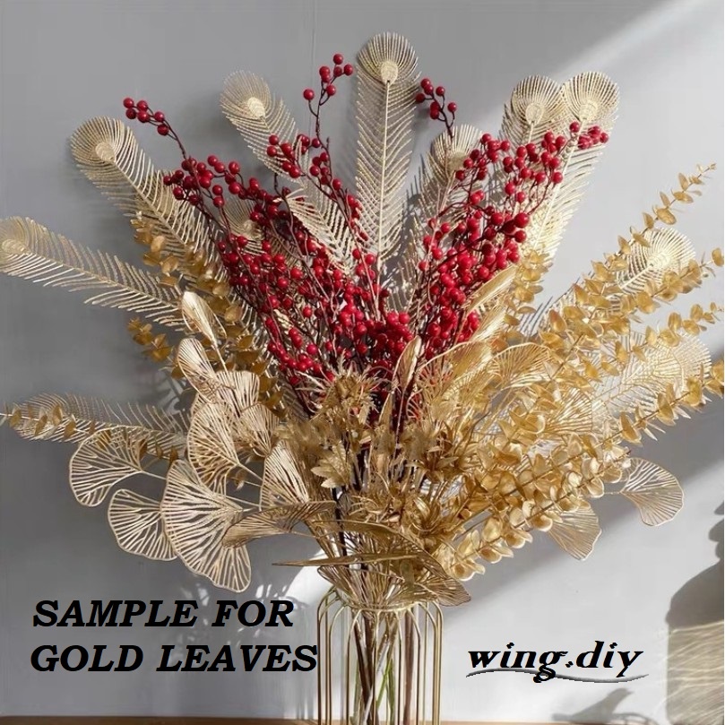 ARTIFICIAL GOLD LEAF / GOLD EUCALYPTUS / GINKGO BILOBA LEAF / GOLD ...