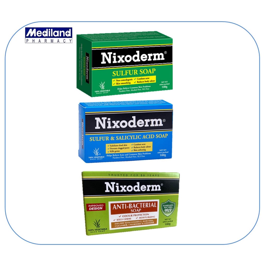 Nixoderm Soap 100g (Sulphur/Sulphur& Salicylic Acid/Antibacterial ...