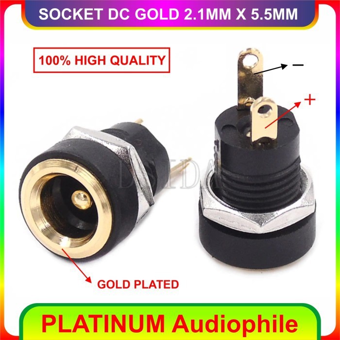 DC Socket Female adapter Gold jack adapter Socket 2.1MM X 5.5MM SDC ...
