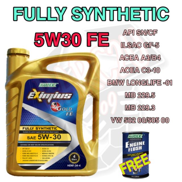 HARDEX EXIMIUS SN GOLD SAE 5W30 FE Fully Synthetic Engine Oil 4L ...