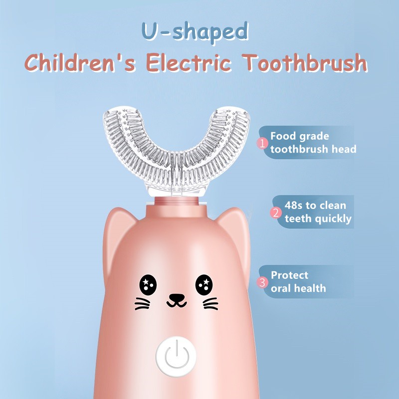 Kids Automatic Toothbrush Sonic U Shape Electronic Toothbrush 360 ...