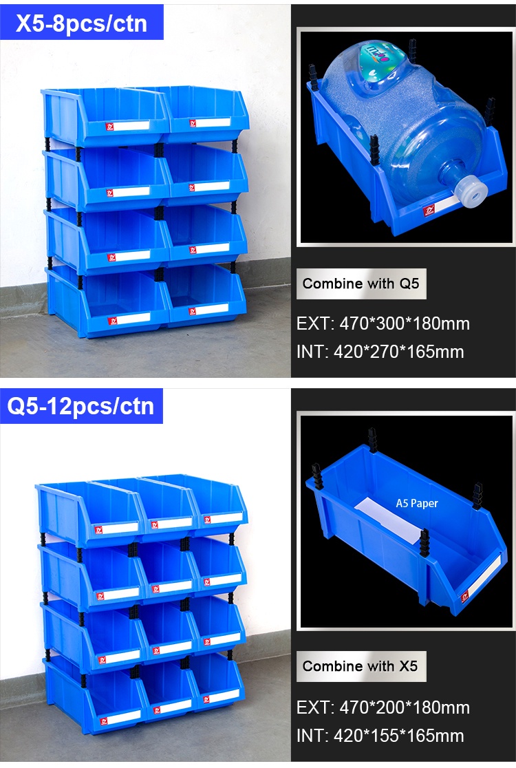 Mftlong X Series Plastic Stackable Parts Bin For Warehouse Shelf