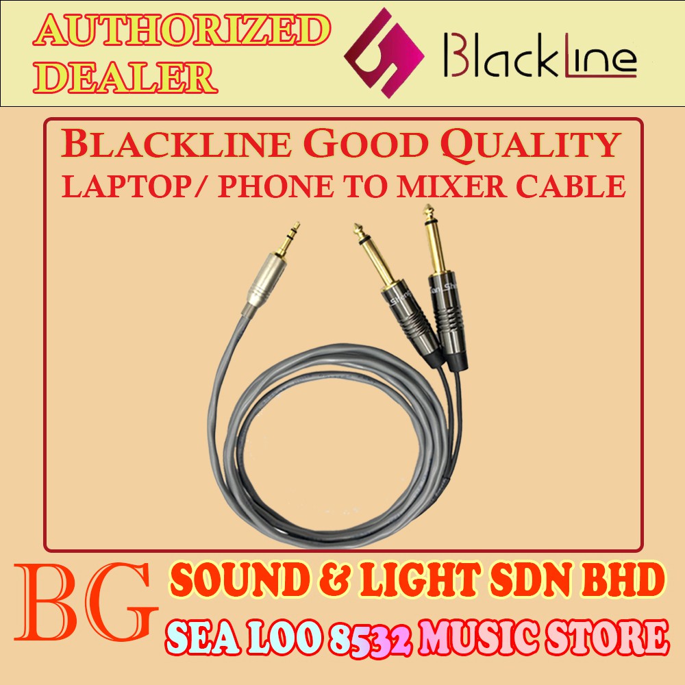 BLACKLINE LAPTOP CABLE /PHONE TO MIXER CABLE (3.5MM MINI STEREO TO 2 6 ...