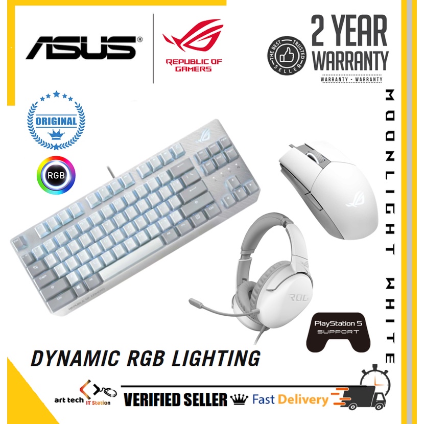 Asus ROG Moonlight White Gaming Combo ( Strix Scope NX TKL Keyboard ...