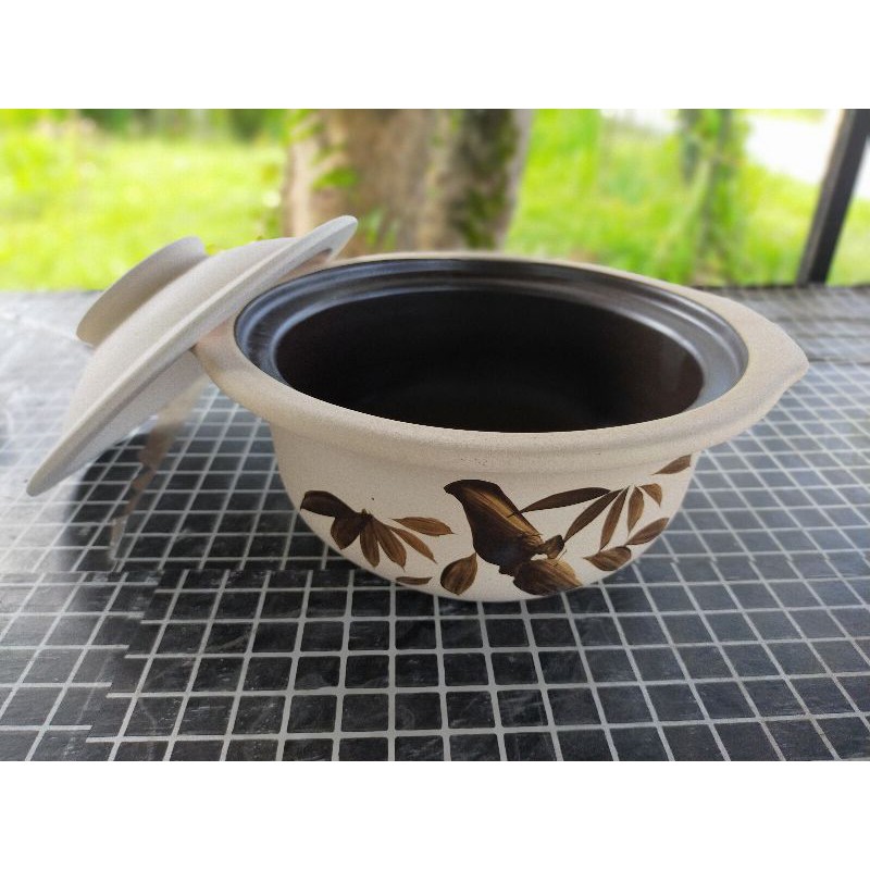 periuk tanah / claypot - corak buluh 2450ml..402B (tinggi 11cm * lebar ...