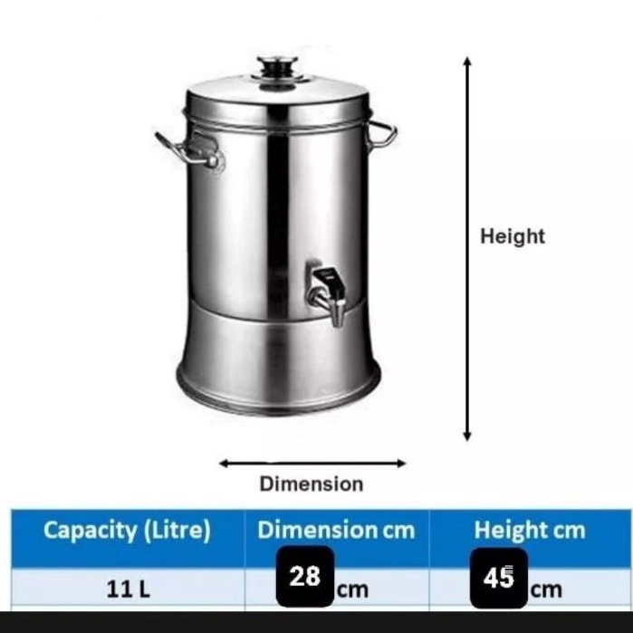 11 Litre Water Dispenser Stainless Steel Cooler Balang Tong Bekas Air ...