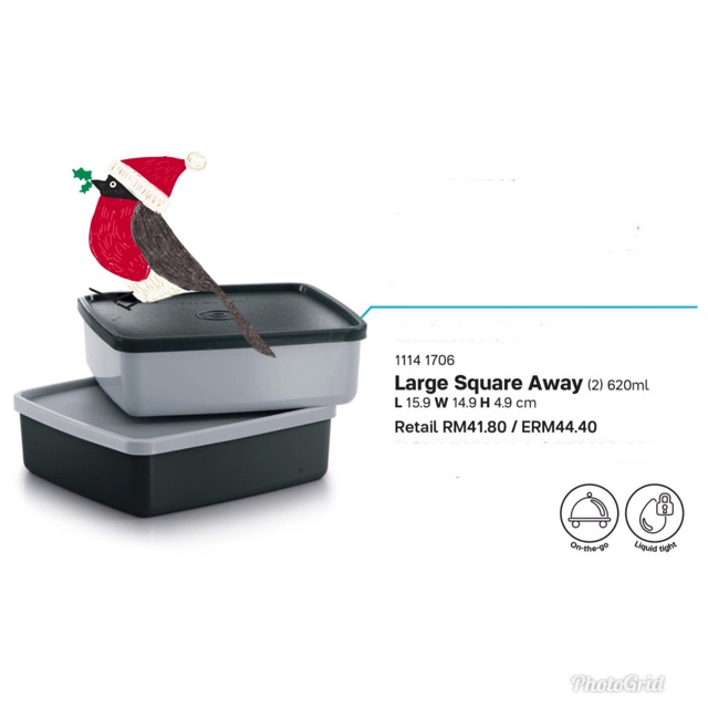 🍪 Tupperware Large Square Away (1) 620ml | Shopee Malaysia