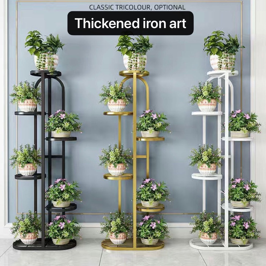 【READY STOCK】 Indoor Potted Plant Flower Balcony Ladder Plant Rack Iron ...
