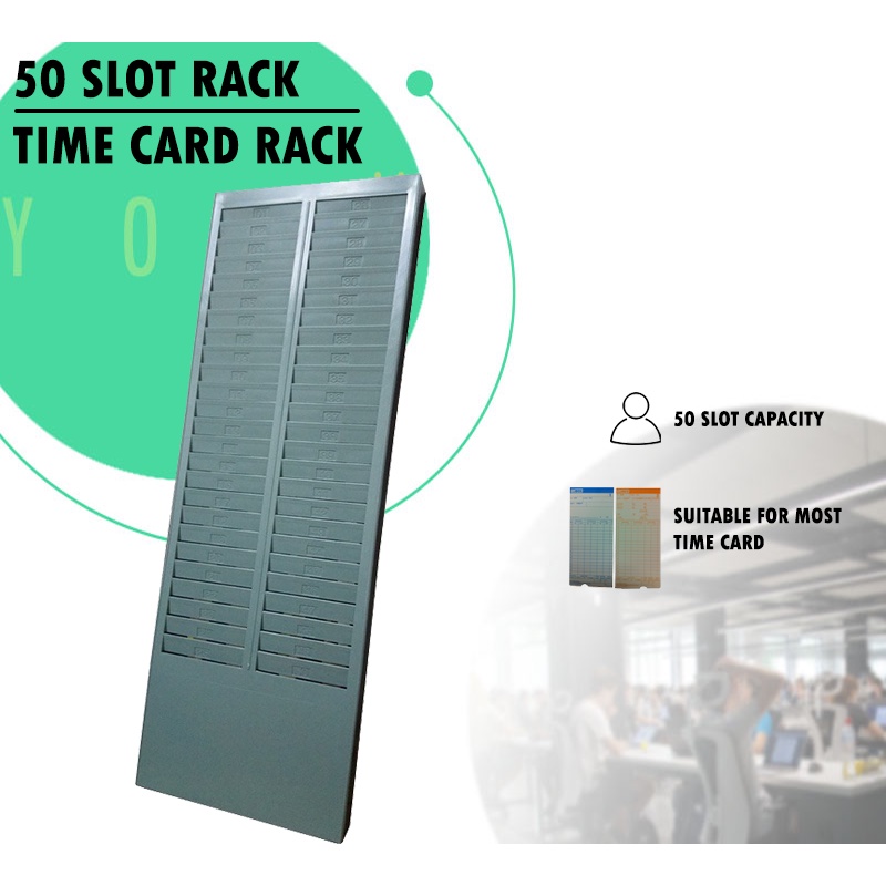Double Row Time Card Rack 50's Rak Kad Mesin 50 Slots Punch Card Holder ...