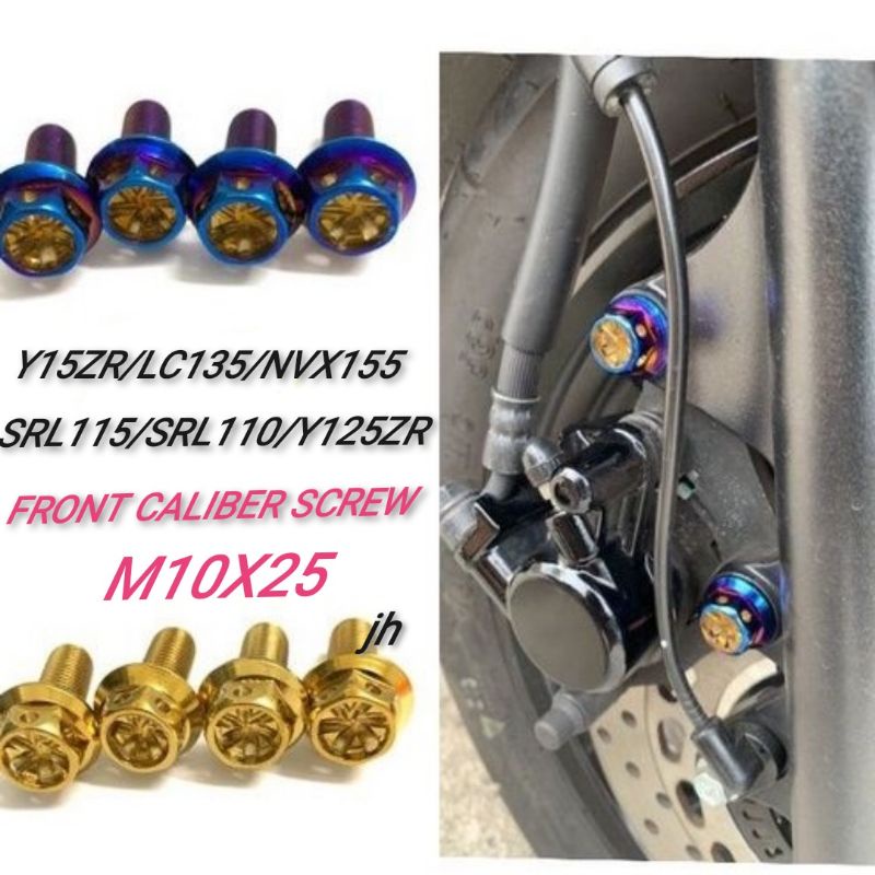 (1pcs)TITANIUM CALIPER SCREW M10 x 25mm Y15ZR LC135 Y15 Y125Z Y125 NMAX ...