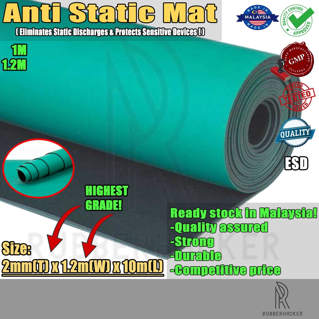 ESD Anti-Static Rubber Mat, rubber sheet, rubber mat (2mm x 1.2m x 10m) | Shopee Malaysia