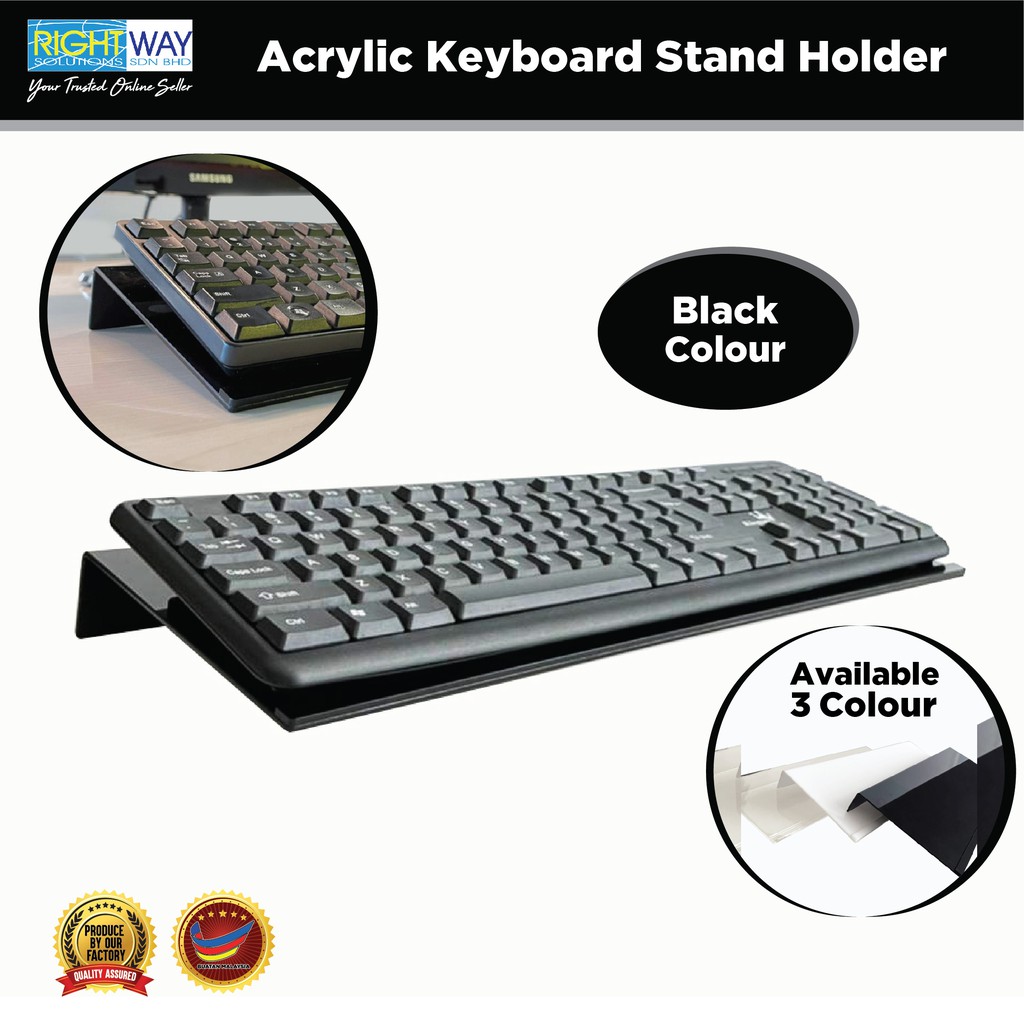 Black Acrylic Keyboard Bracket Advanced for Office (3mm thk)(H4cm x ...