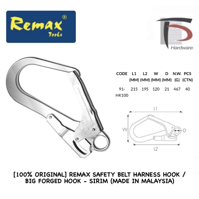 [100% ORIGINAL] REMAX SAFETY BELT HARNESS HARDNESS HOOK / BIG FORGED ...