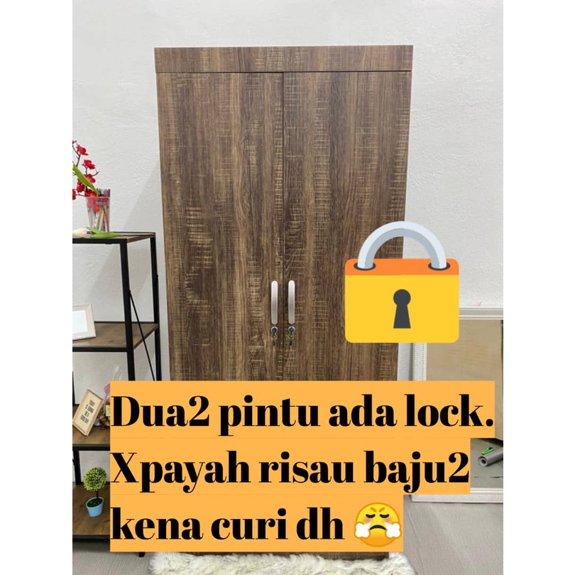 [With2Locks][180cm x80cm] CozyNetz 2 Door Wardrobe With Locks And ...