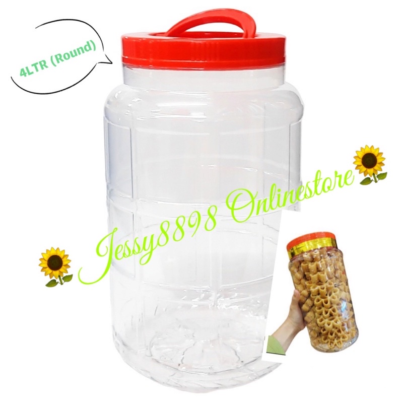 [32PCS]4 Liter(Round) Balang Kuih Raya / Balang Kuih Plastik Pet ...