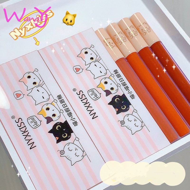 Set of 4 Meow Xiao Meow Holiday Air Lip Glaze Lipstick Mist Velvet ...