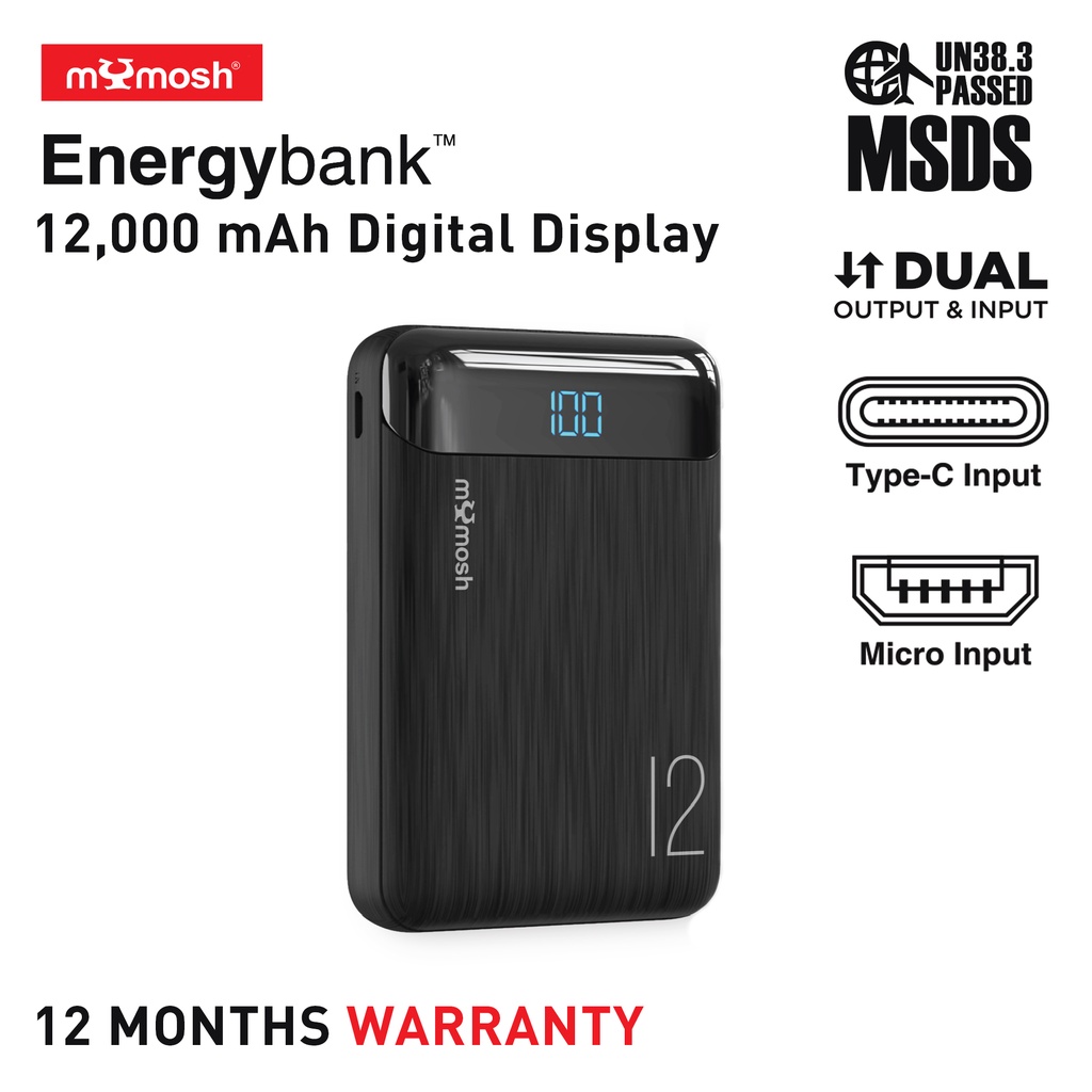 Mymosh Big Capacity Dual Input And Output Mini Power Bank With Digital ...