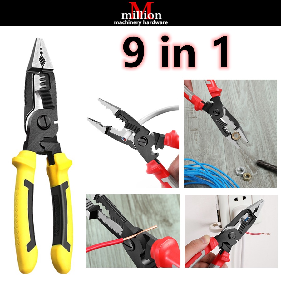 9 in 1 Multifunction Electrician Pliers Long Nose Pliers Combination ...