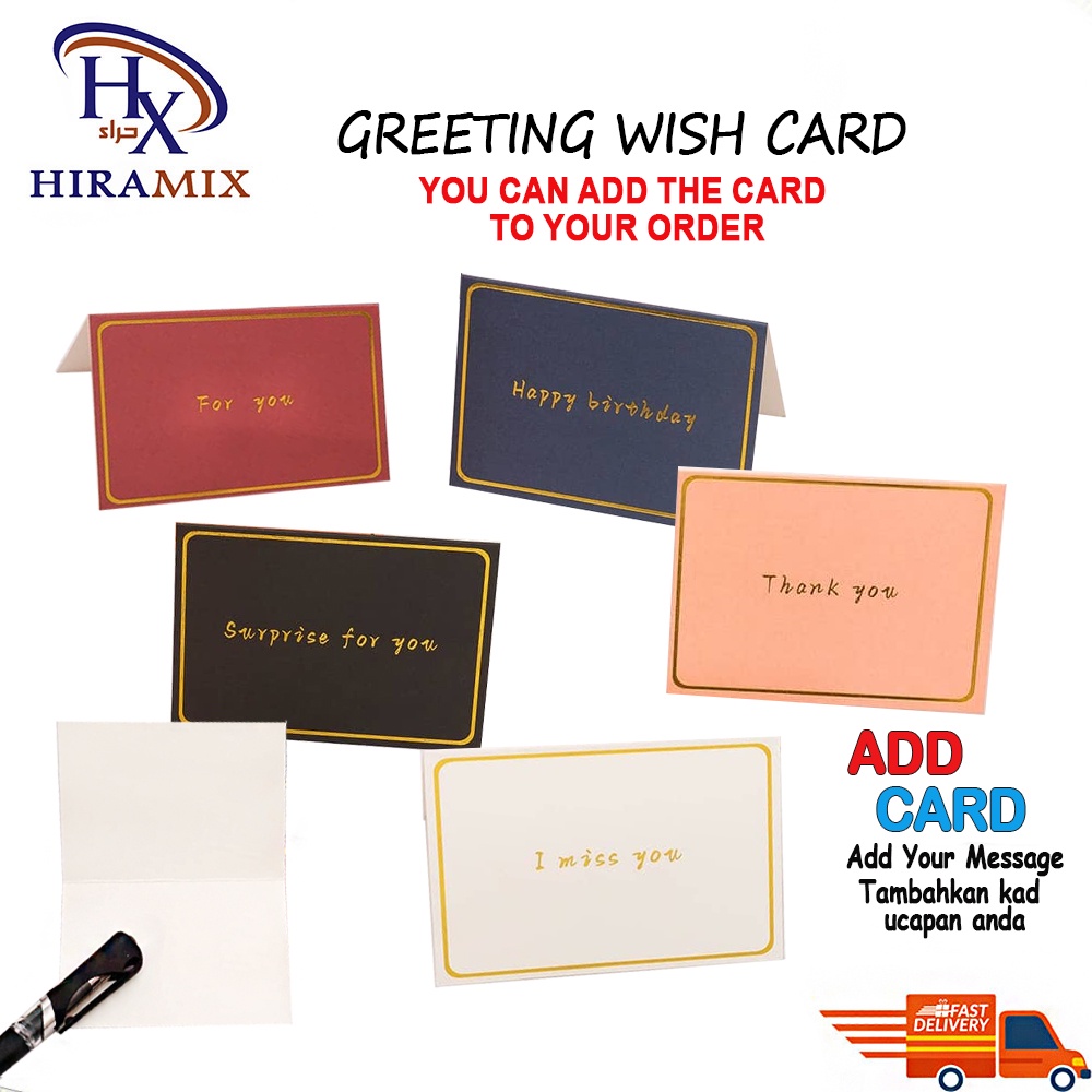 Foldable Gold Frame Greeting Wish Card Kad Ucapan Gift Wish Message ...
