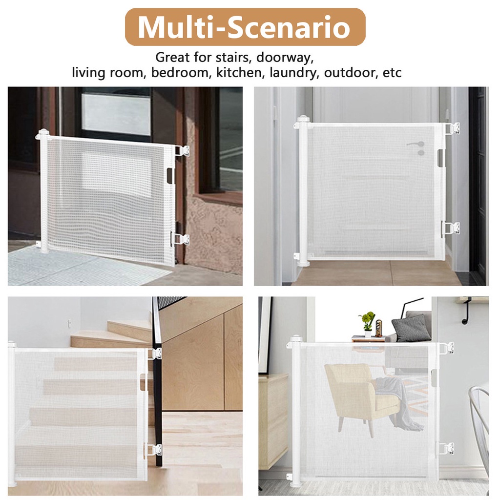 White/Black/Gray Retractable Baby Child Safety Gate Child Barrier Extra ...