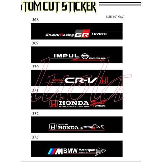 Front Car Windscreen Windshield Sticker toyota gr bmw crv | Shopee Malaysia