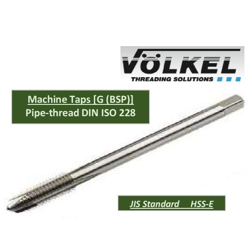 Volkel Machine Taps Spiral Point [G(BSPF)] 2" x 11 Pipe-Thread DIN ISO ...